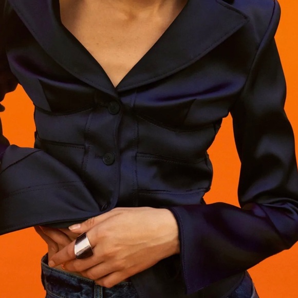 Zara | Jackets & Coats | Nwt Zara Limited Edition Satin Esque Blazer In ...